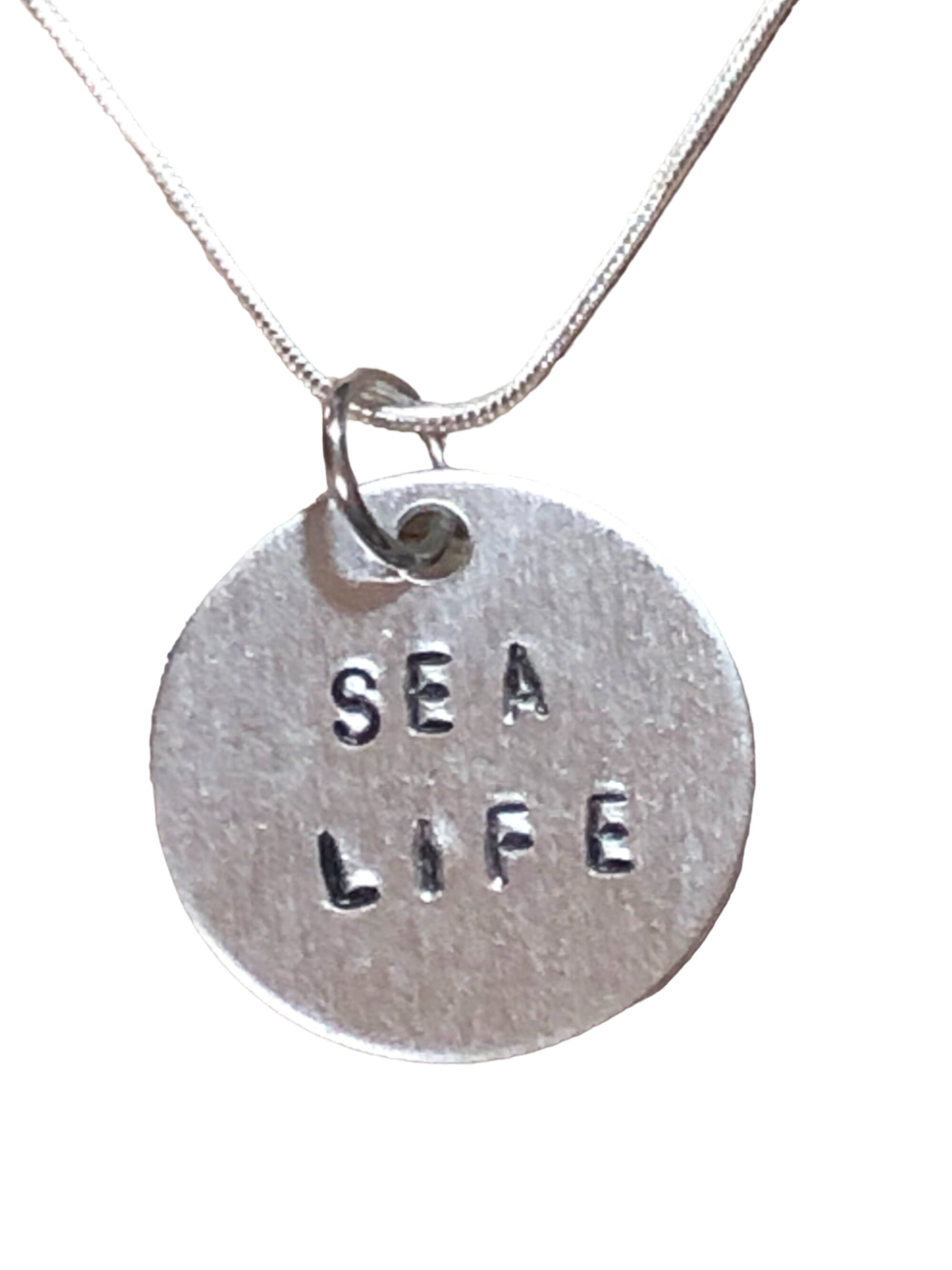 Sea Life Necklace, Personalized Jewelry, Hand Stamped Necklace, Pendant ...