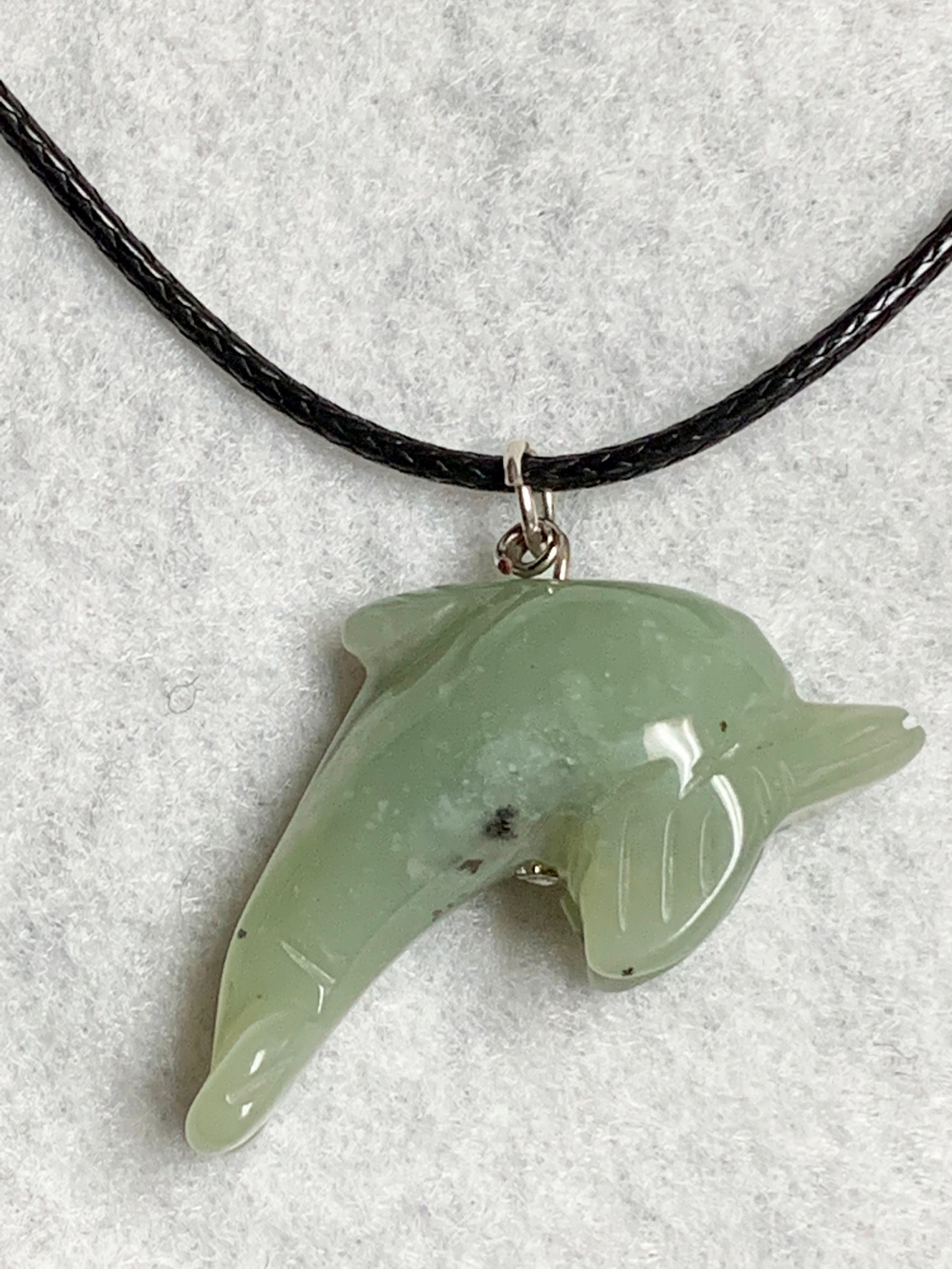 Jade Dolphin Gemstone Pendant Necklace Natural Raw Crystal | Etsy