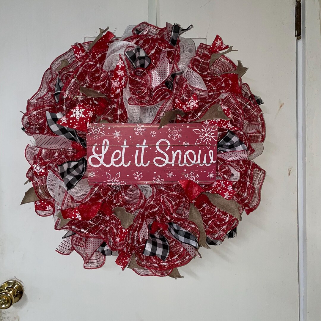 Let It Snow Wreath, Winter Wreaths for Front Door, Wreath for Mantel ...