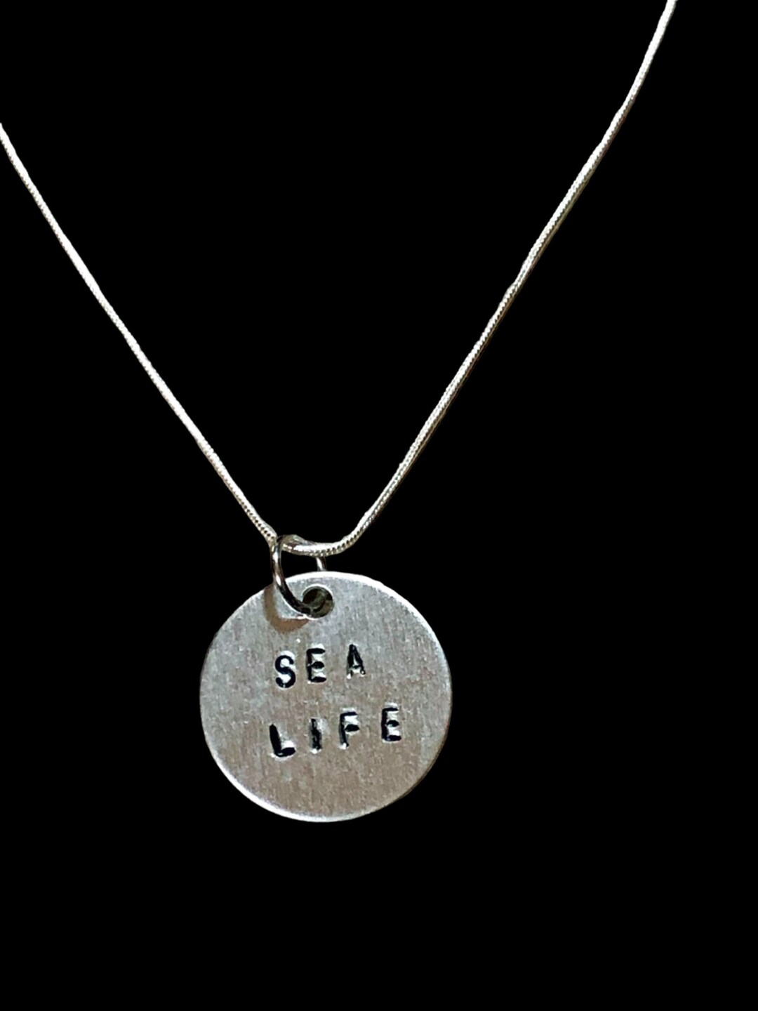 Sea Life Necklace, Personalized Jewelry, Hand Stamped Necklace, Pendant ...