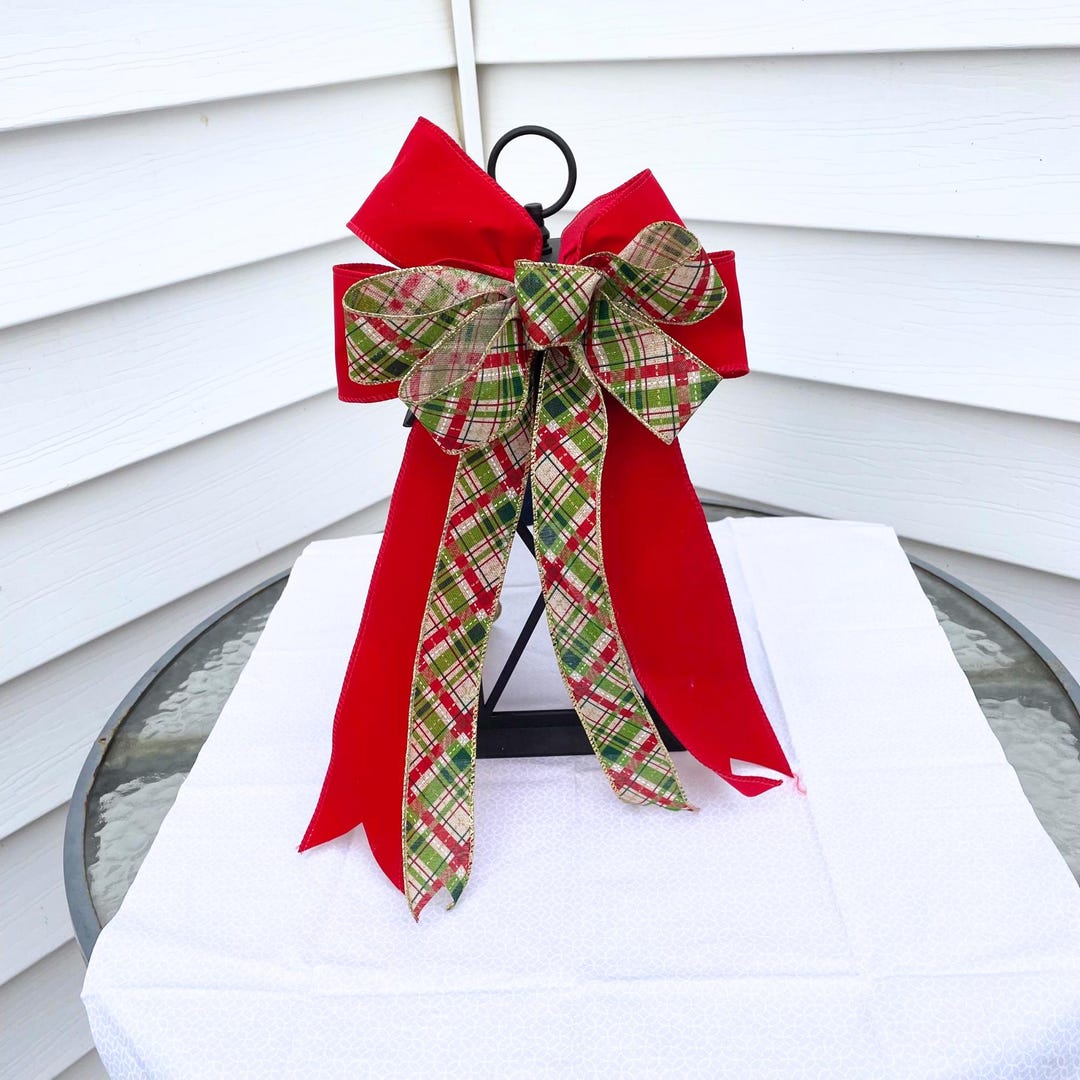Christmas Bow, Bows for Wreaths, Mailbox Bow, Bows for Wreaths, Lantern ...