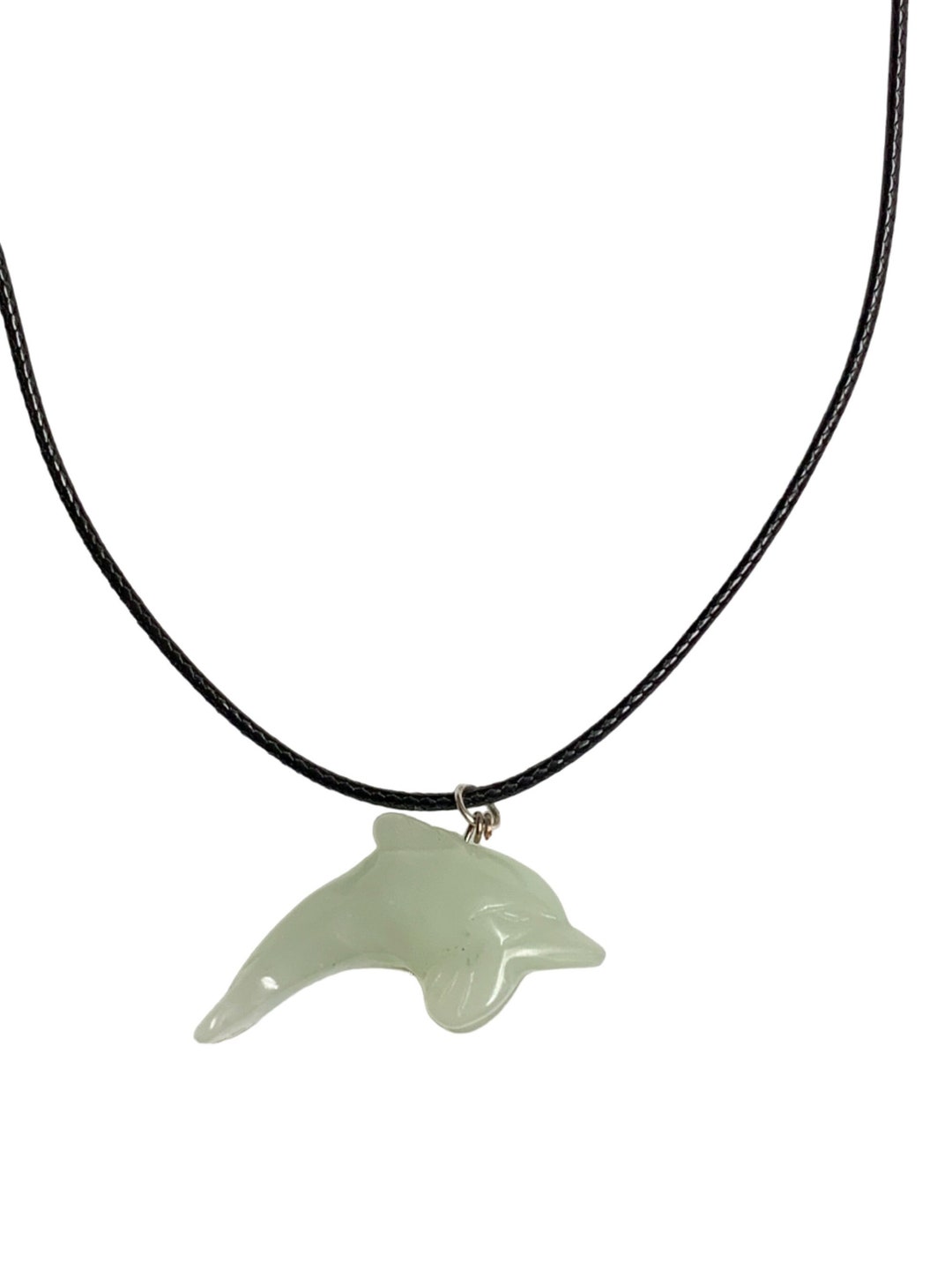 Handcrafted Jade Dolphin Pendant Necklace With 18 Leather Chain ...