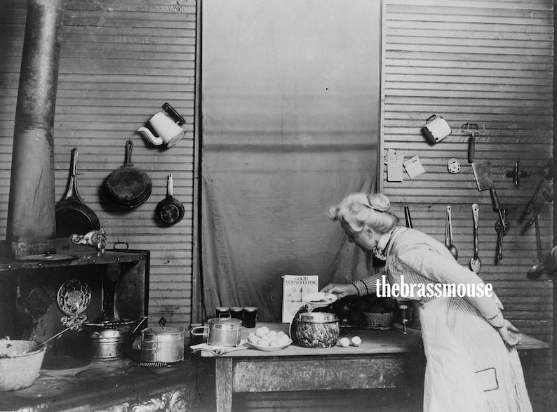 Vintage Woman Cooking in Kitchen 2 Photographs Instant Digital | Etsy