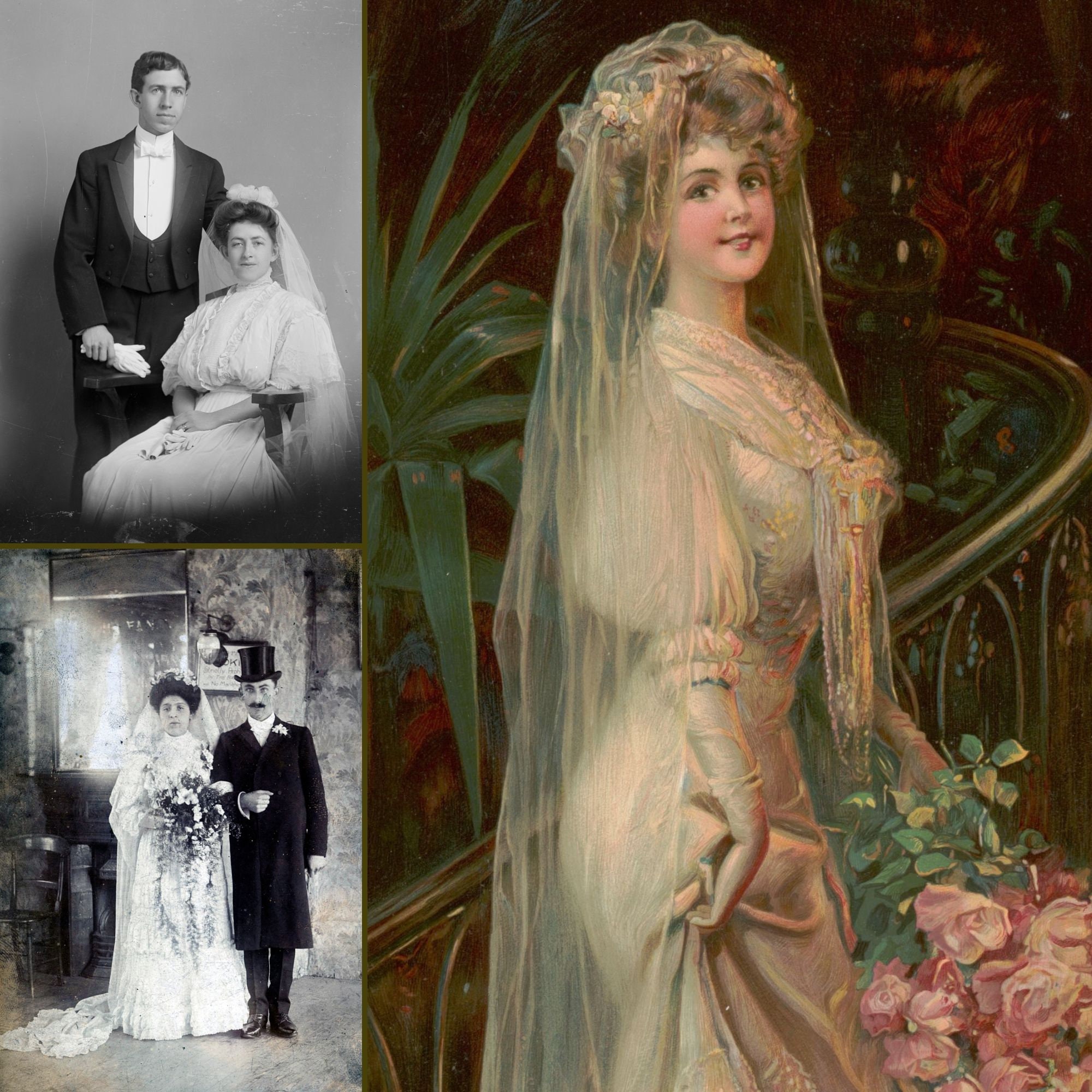 13 Image Bundle of Vintage Wedding Photos, Victorian Wedding Dress ...