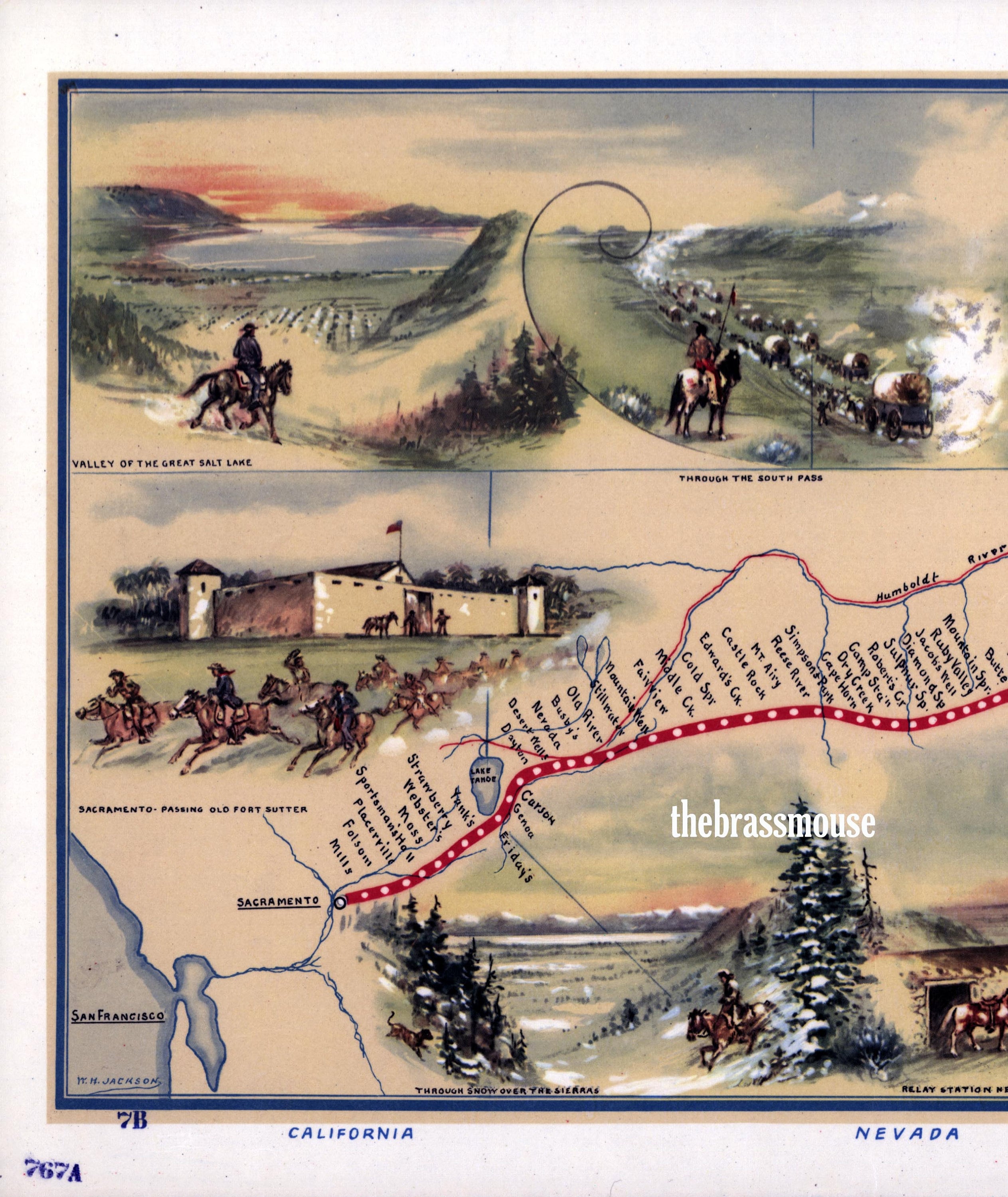 1860s Pony Express Map Extra Large Printable Poster Digital - Etsy