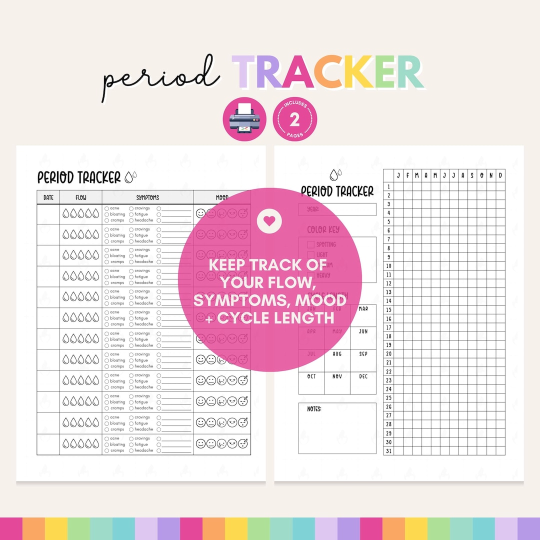 Period Tracker | Printable Mood Tracker | Menstrual Cycle Log for Women ...