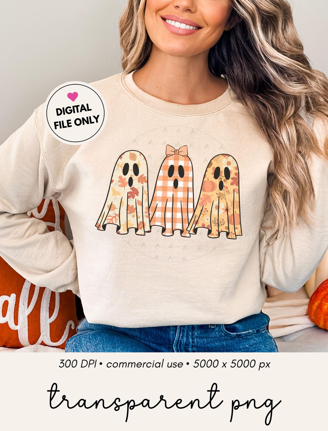 Cute Ghosts Floral Png, Girly Halloween Ghost Png, Coquette Halloween ...