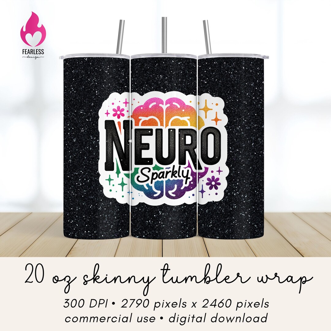 Neuro Sparkly Autism Spectrum ADHD 20oz Tumbler Wrap, Neurodiversity ...