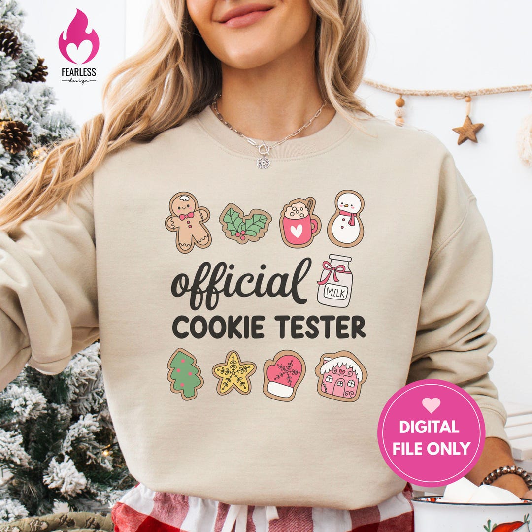 Official Cookie Tester Png, Funny Christmas Sweatshirt Design, Preppy ...