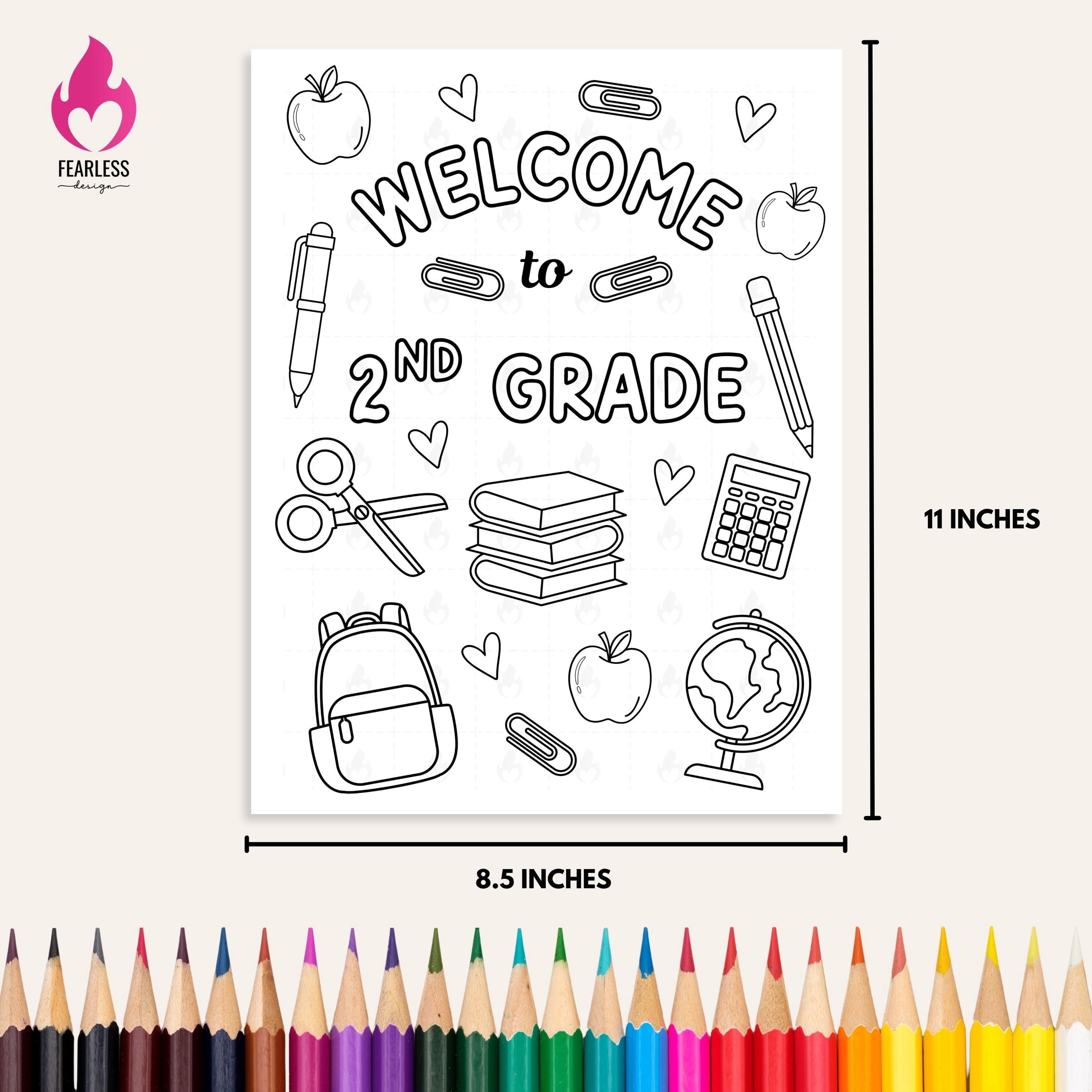 Back to School Coloring Page, Printable Worksheets 2nd Grade, First Day ...