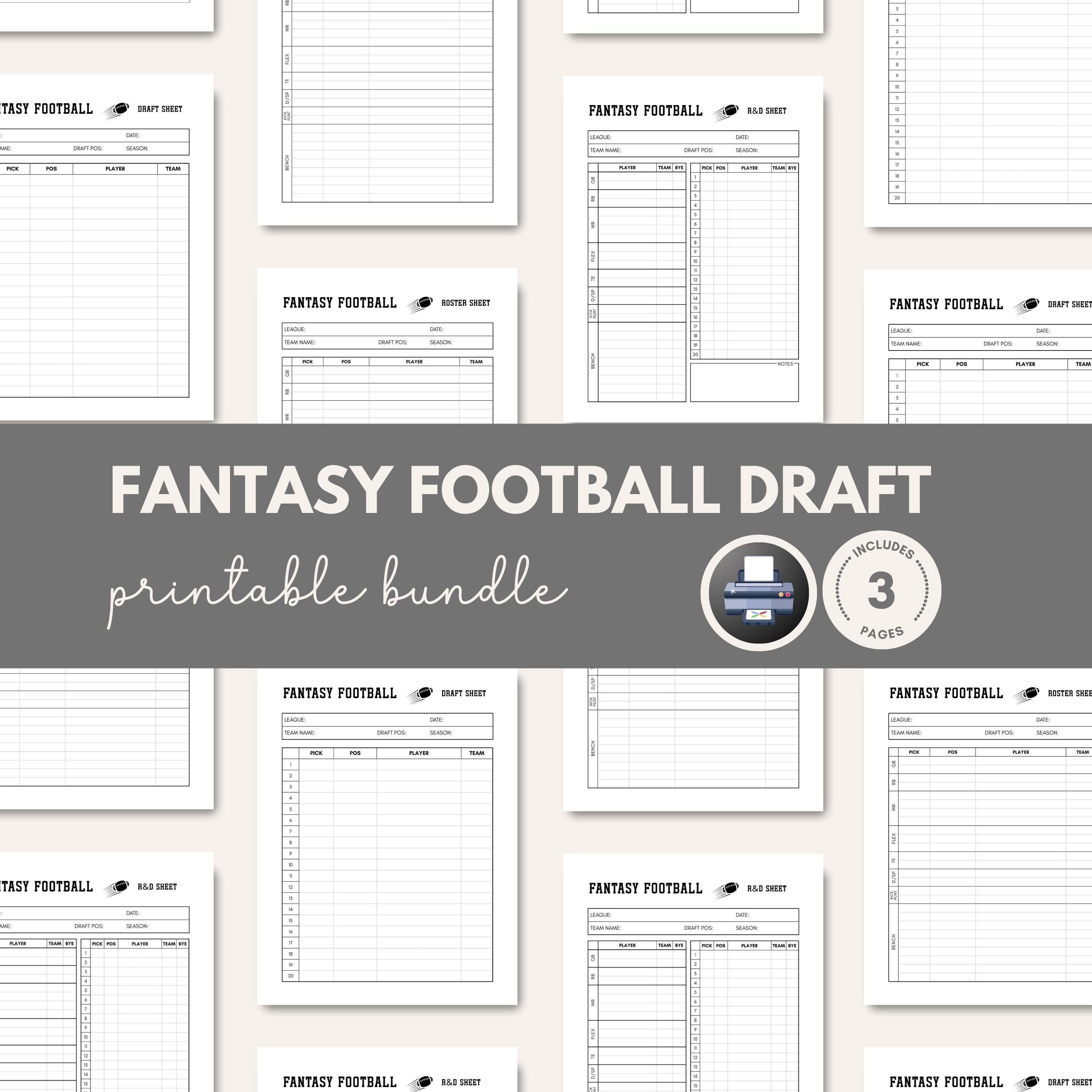 Football Draft Roster Sheets