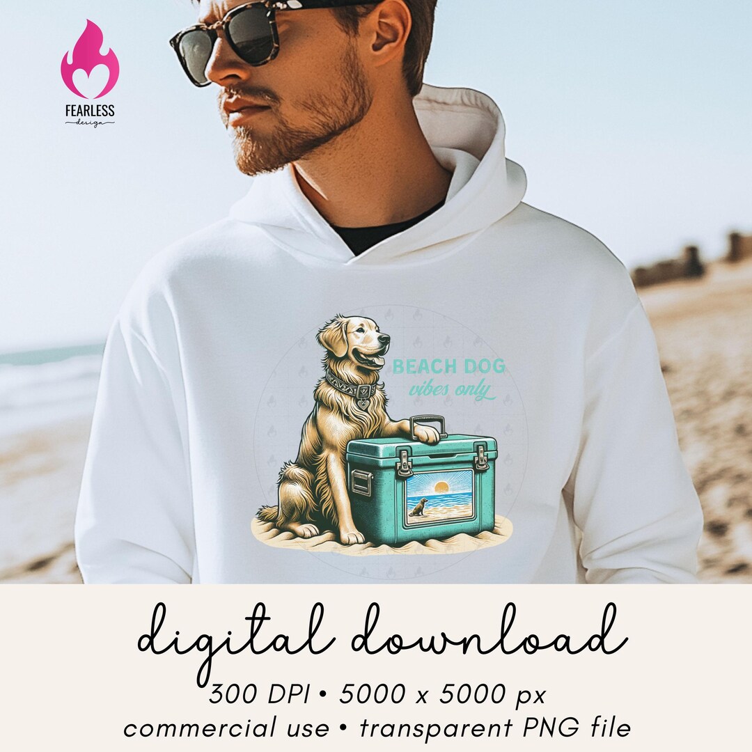 Golden Retriever Beach Dogs Png, Beach Dog Vibes Only, Beach Dog Shirt ...