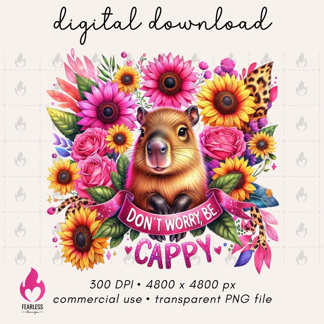 Don't Worry Be Cappy PNG, Cute Capybara Tumbler Wrap, Positive ...