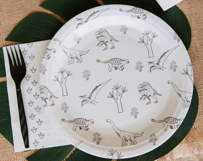 Modern Dino Party 8-pack | Paper Plates Cups Napkins Aesthetic Kids ...