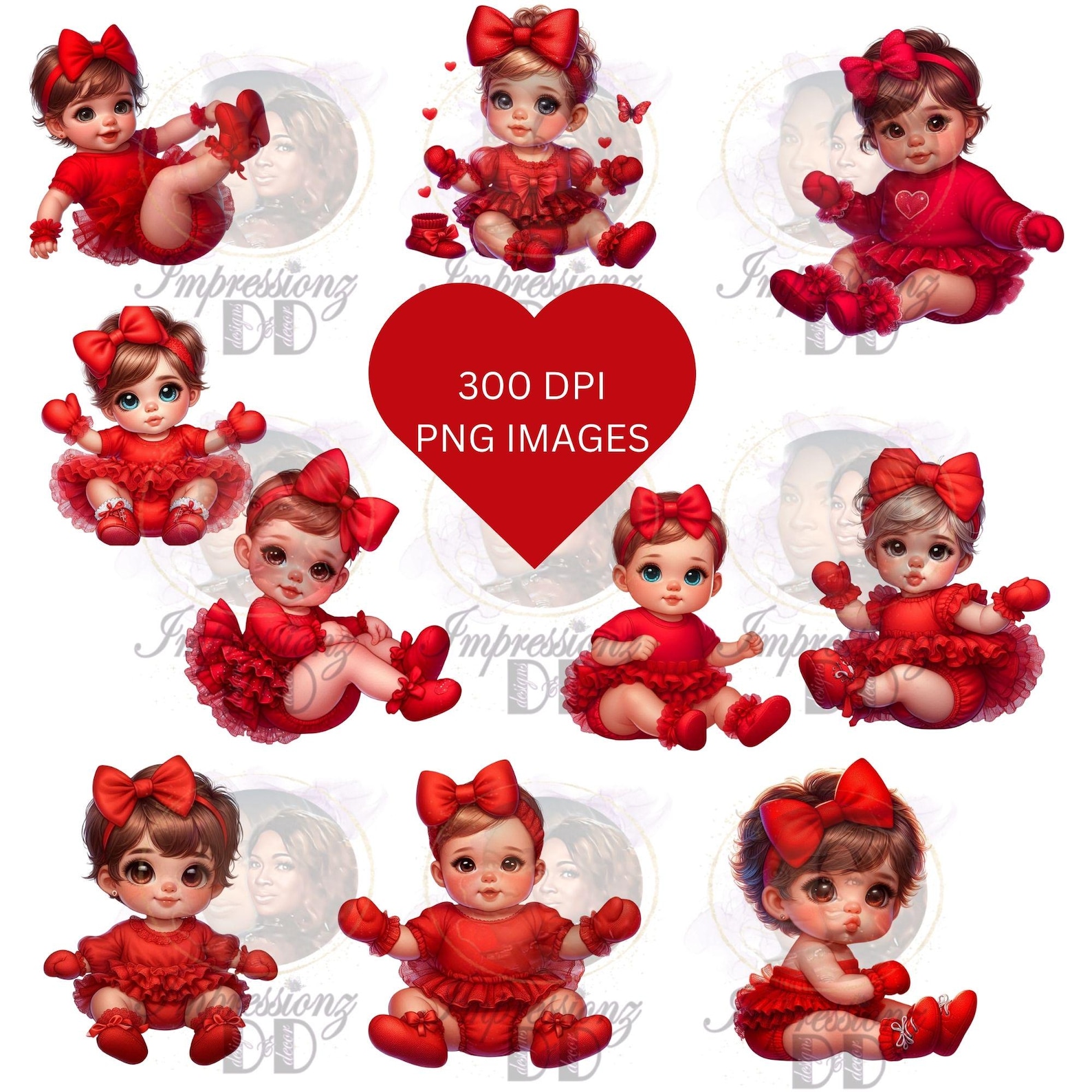 Caucasian, Cute Baby Wearing Red Onesie, Booties, Mittens, Ruffles ...