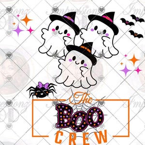 Halloween Image, Boo Crew, Cute Ghosts, PNG, Digital Design, Instant ...