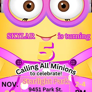 Editable Minions Birthday Invitation| Pink Minions Girl Invite ...