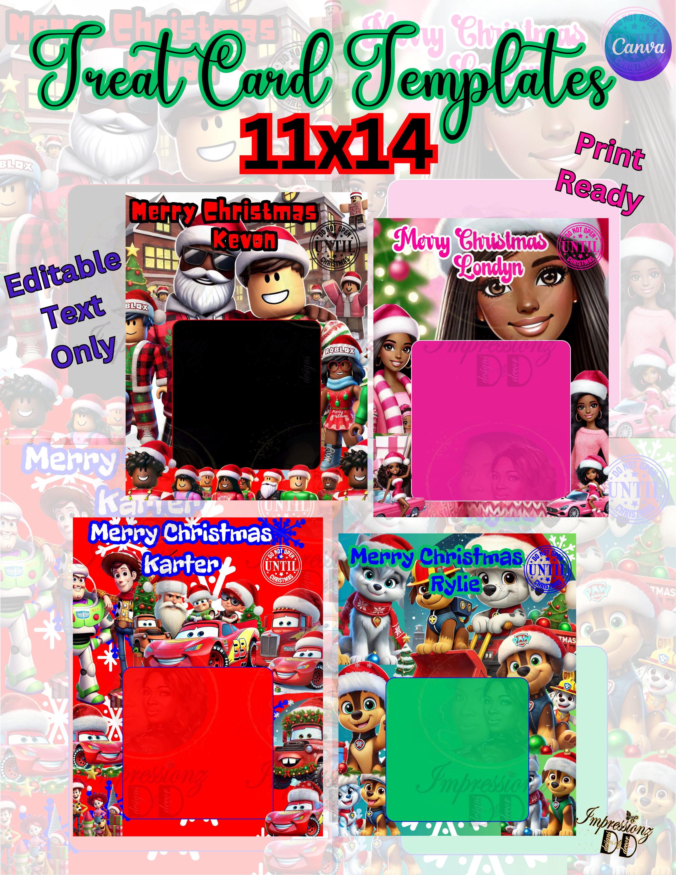 4 Christmas Treat Card Templates| Editable Text Only in CANVA ...