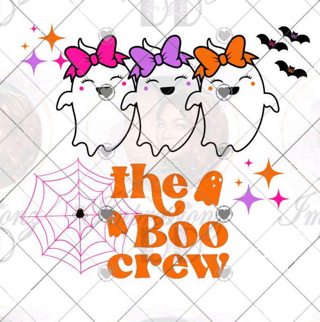 Halloween Image, Boo Crew, Cute Ghosts, Bows, PNG, Digital Design ...
