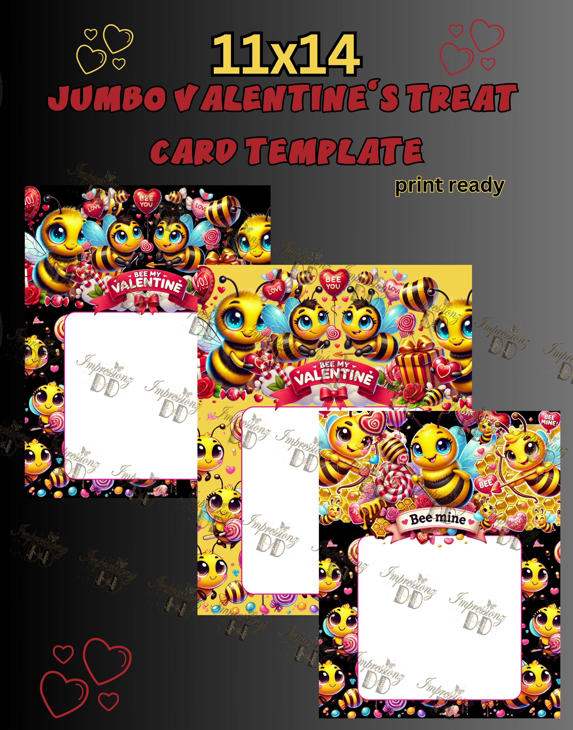 Bee Mine| Bee My Valentine| Jumbo Valentine Treat Card Design| Digital ...