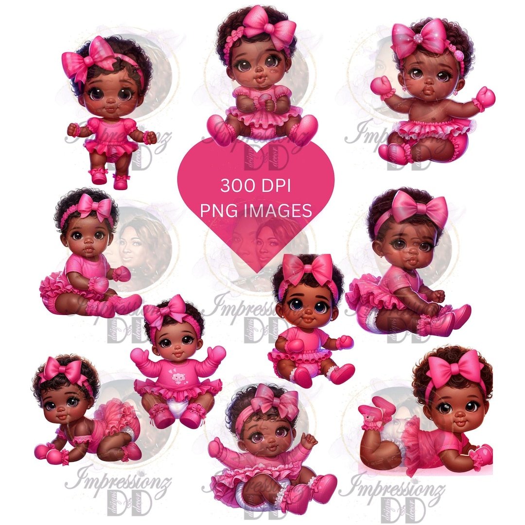 African American, Cute Black Baby Wearing Pink Onesie, Booties, Mittens ...