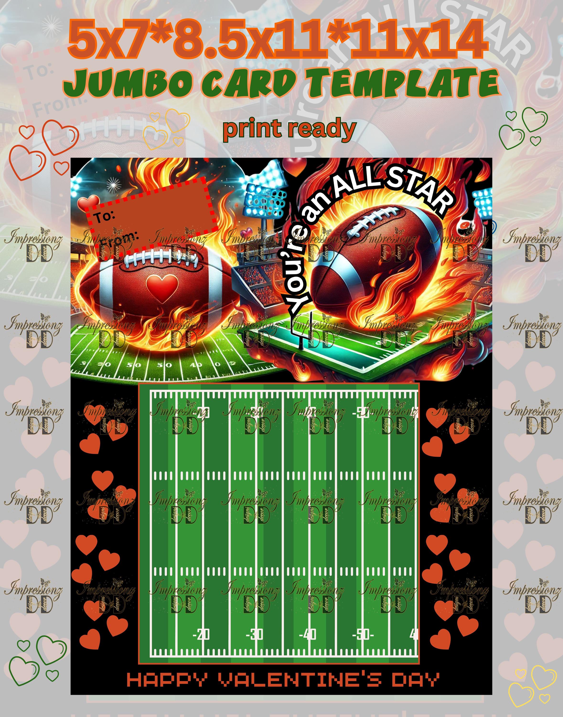 Football Valentine Treat Card| Sports Player| Jumbo Valentine's Day ...