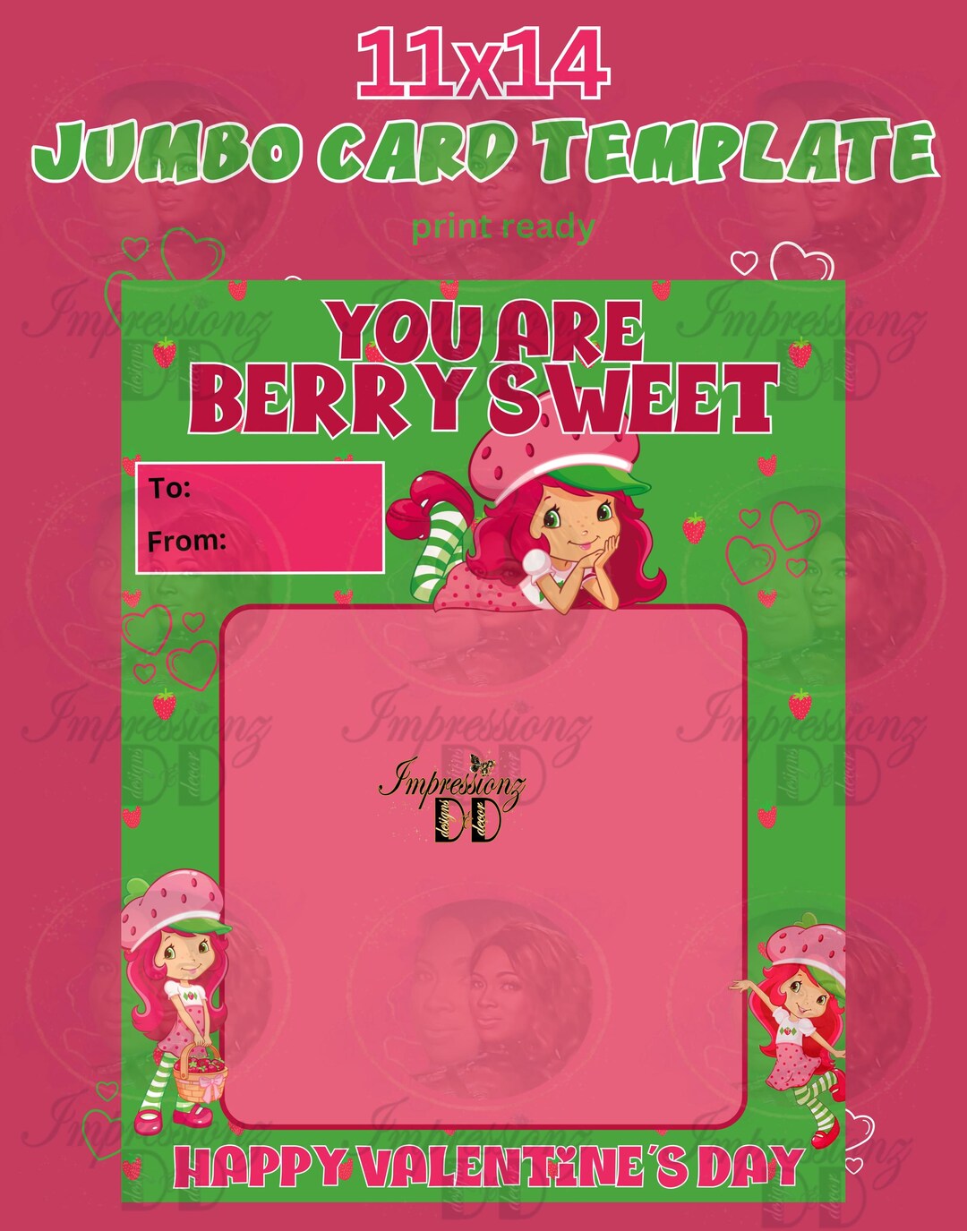 Strawberry Shortcake Valentine Treat Card Template Valentine Gift Jumbo ...
