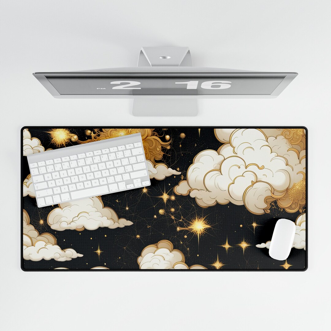 Black and Gold Celestial Desk Mat Gaming Mouse Pad Large Mousepad ...