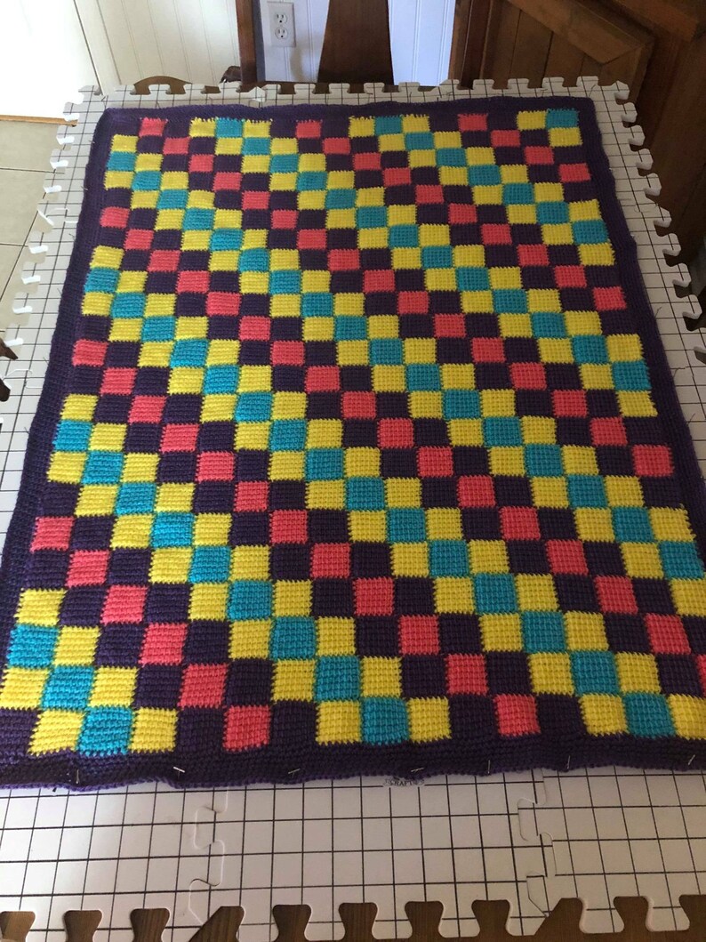 Purple C2C Tunisian Entrelac Afghan Crochet Patternno - Etsy Israel