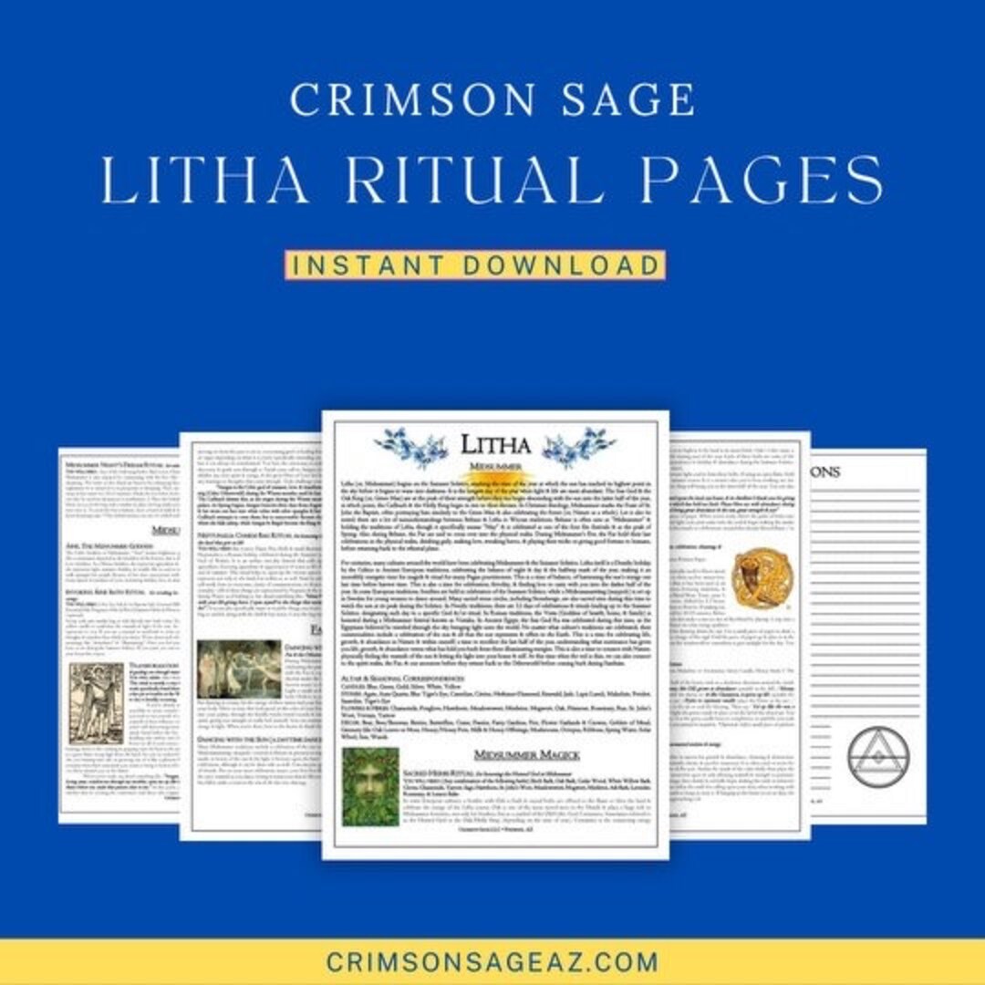 Litha / Midsummer / Summer Solstice Downloadable Ritual Pages for BOS ...