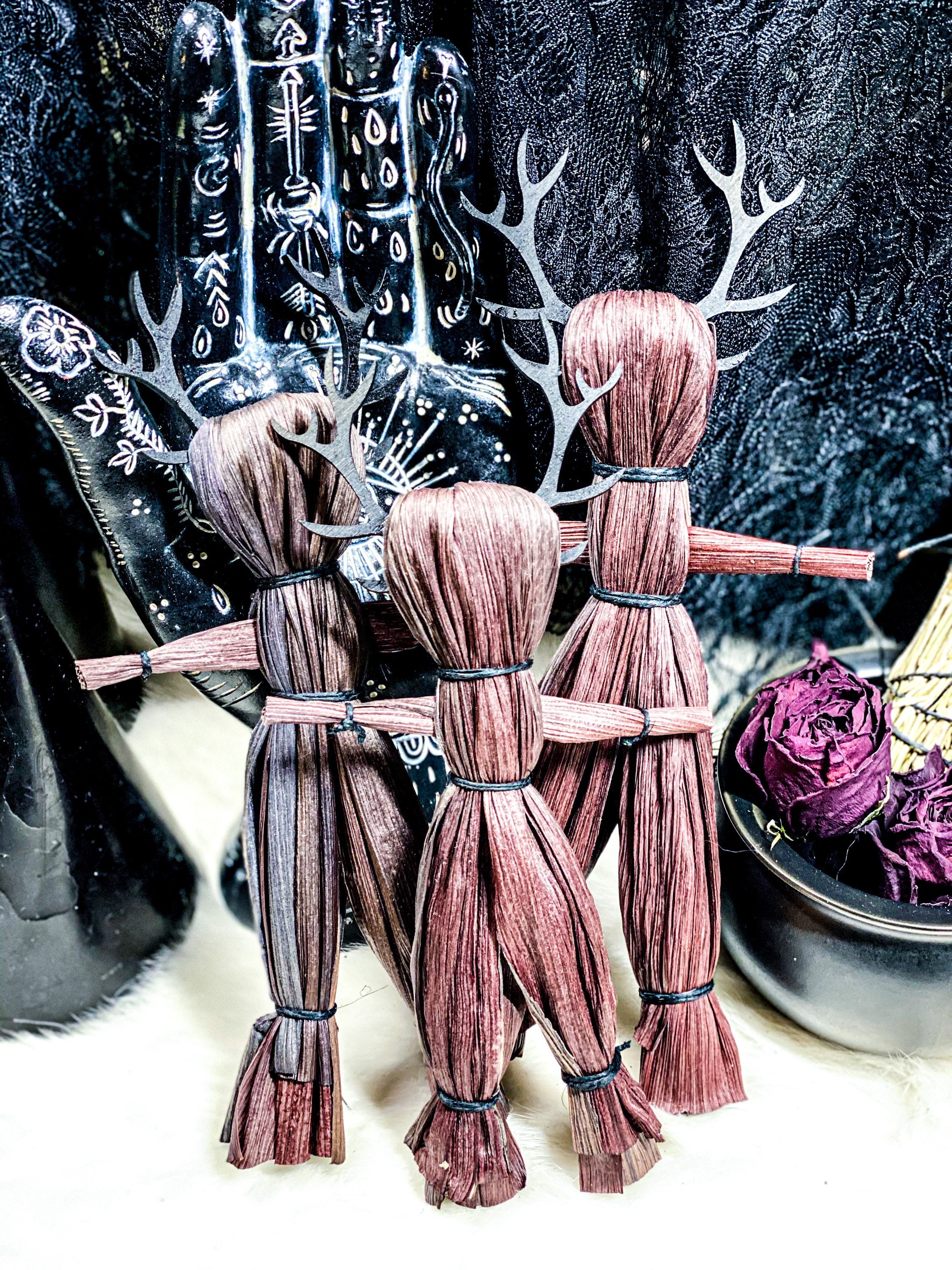 Gothic Horned God Corn Husk Doll/Poppet/Altar Decor