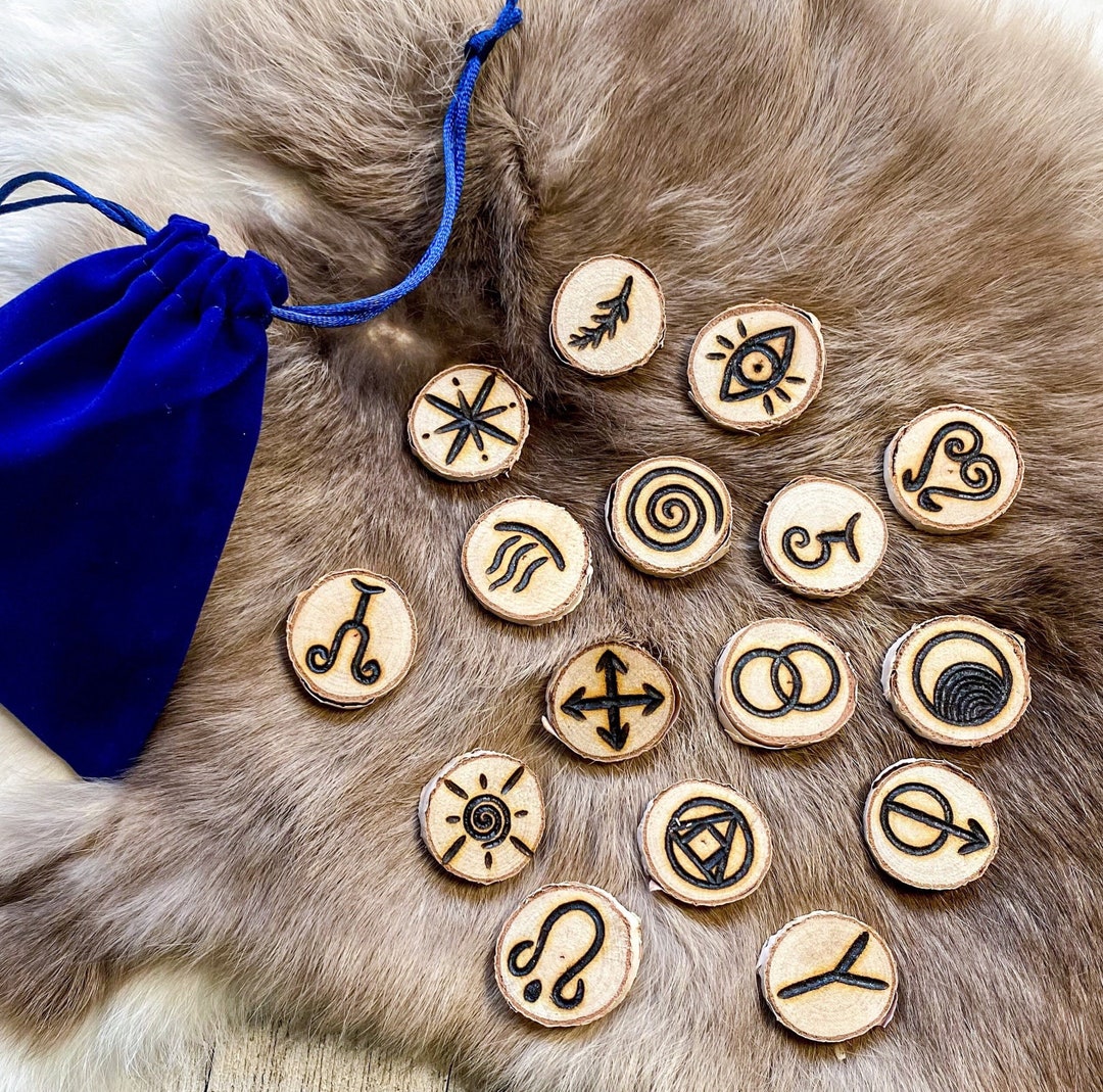 Hand Burned Wood Witch Runes: Divination Tool Set With Information ...