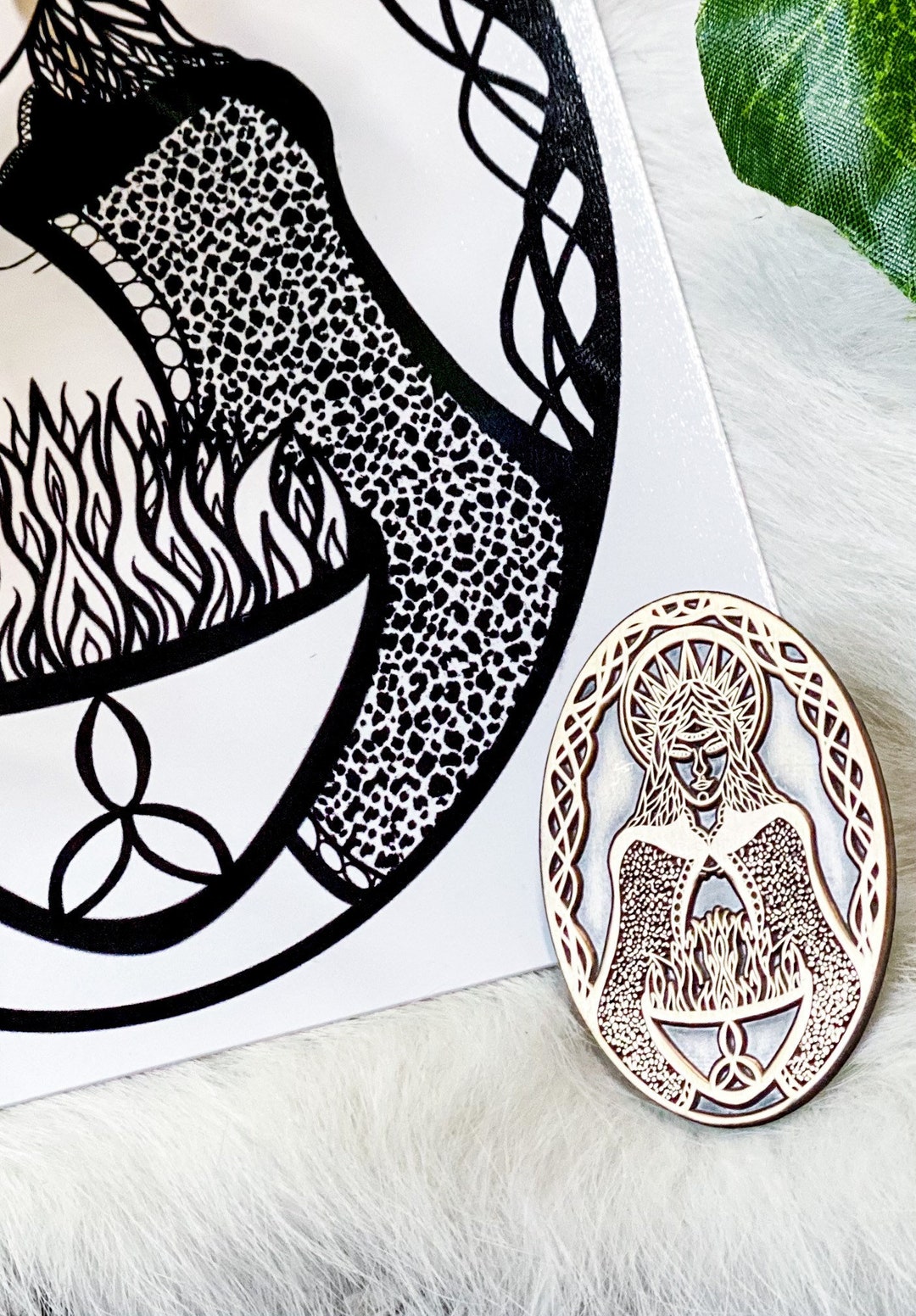 Brigid Celtic Deity Brass Lapel Pin / Celtic Deity Celtic Artwork - Etsy