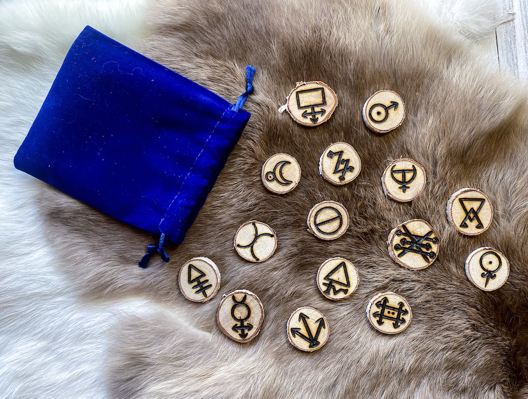 Alchemy Runes of the Witch / Hand Burned Alchemical Symbols on Wood ...