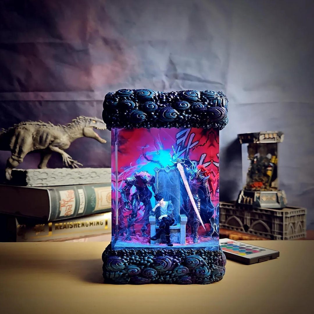 Solo Leveling Resin Lamp, Sung Jin‑woo Beru Igris Diorama, Handmade ...