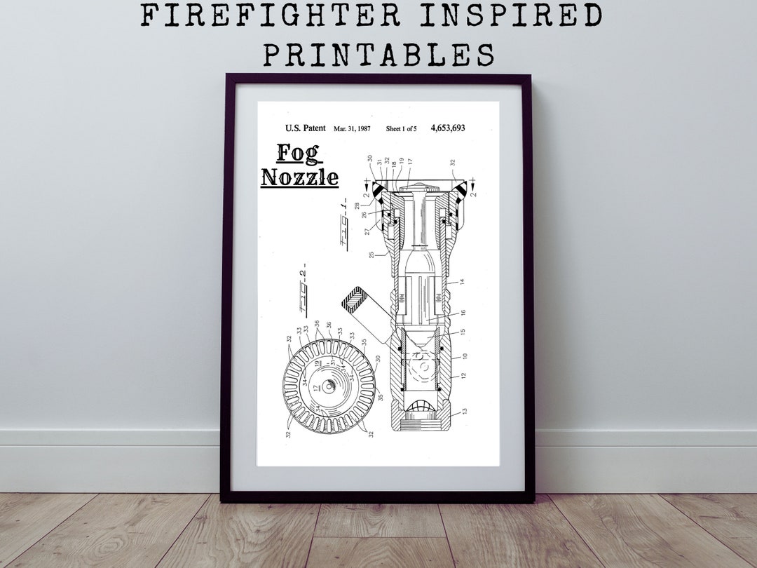 Firefighting Nozzle Patent Digital Print, Fog Nozzle, Gifts for ...