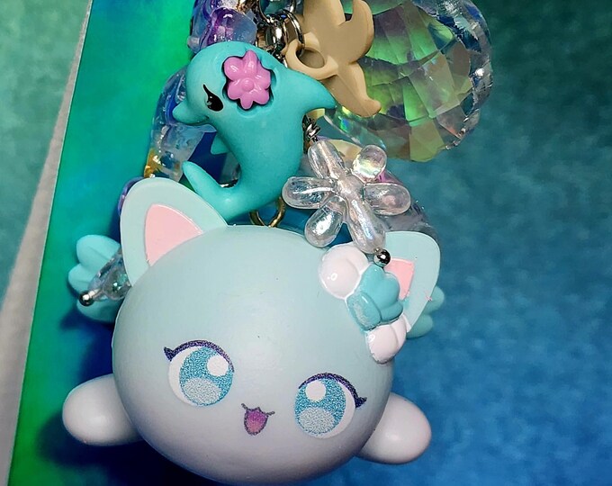 Handmade Aphmau Mermaid Cat Keychain With Wristlet & Seashell - Etsy