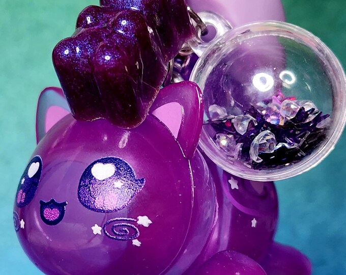 Handmade Aphmau Celestial Purple Galaxy Cat Keychain With Wristlet ...