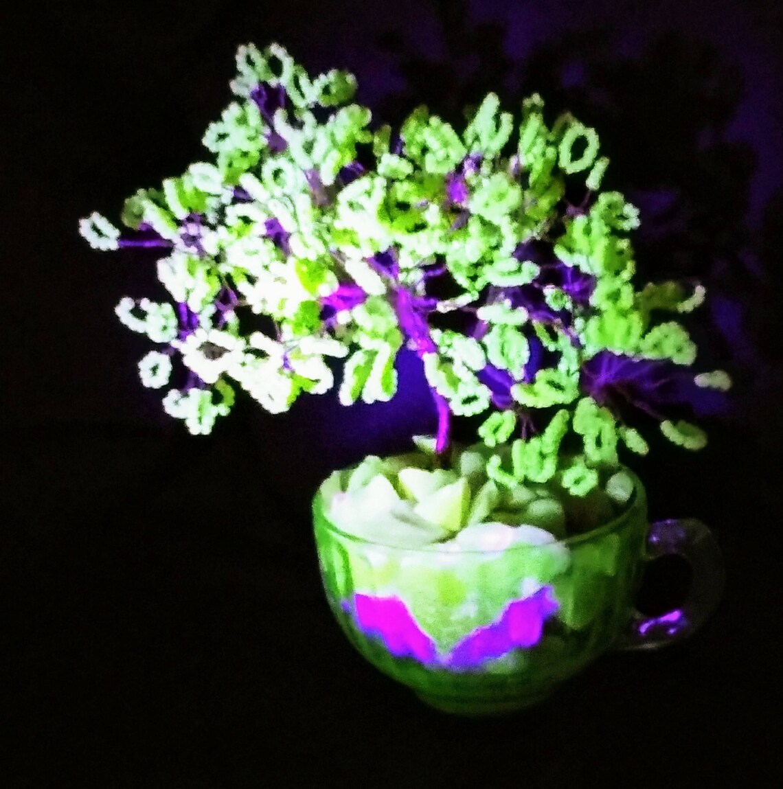 Vaseline/ Uranium Beaded Bonsai Tree - Etsy