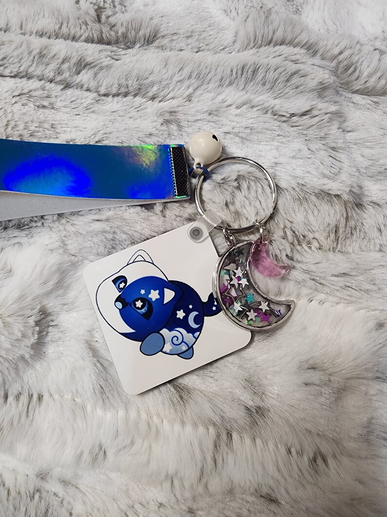 Handmade Aphmau Celestial Moon Cat Keychain With Wristlet - Etsy