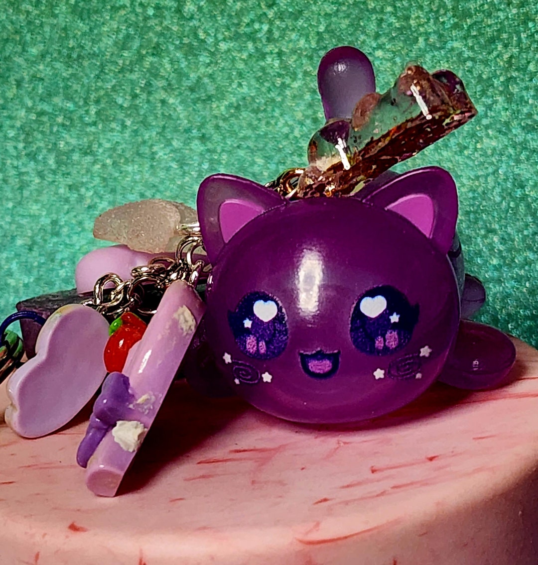 Handmade Aphmau Celestial Purple Galaxy Cat Keychain With - Etsy