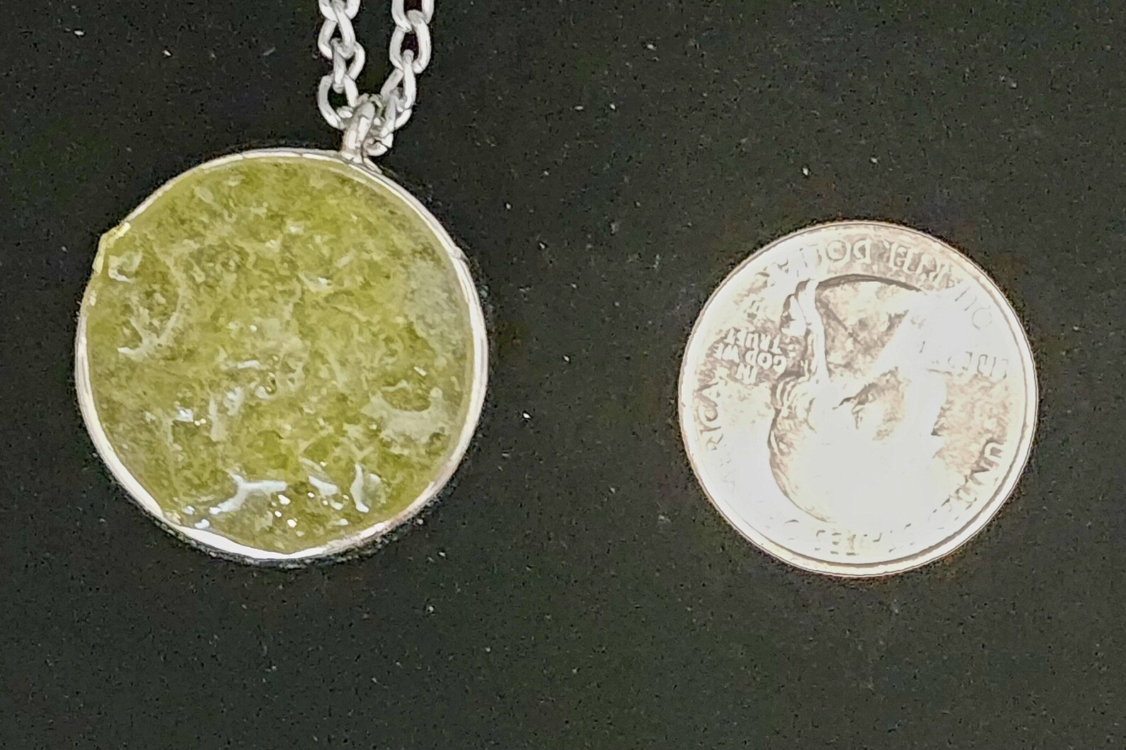 Vaseline Shattered Glass Large Circle Pendant - Etsy