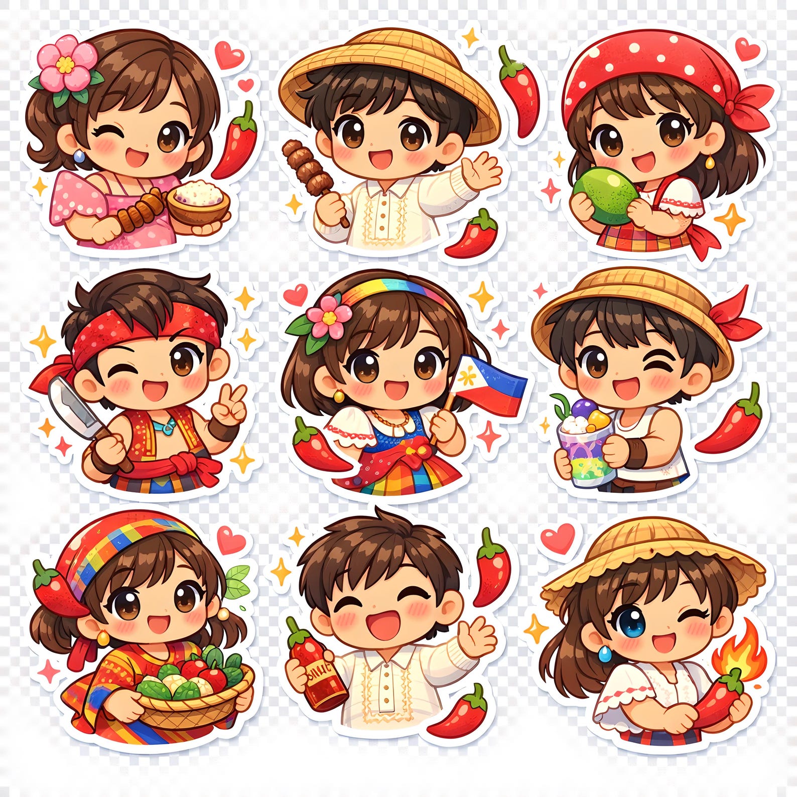 Kawaii Chibi Filipino Chili Stickers - Etsy