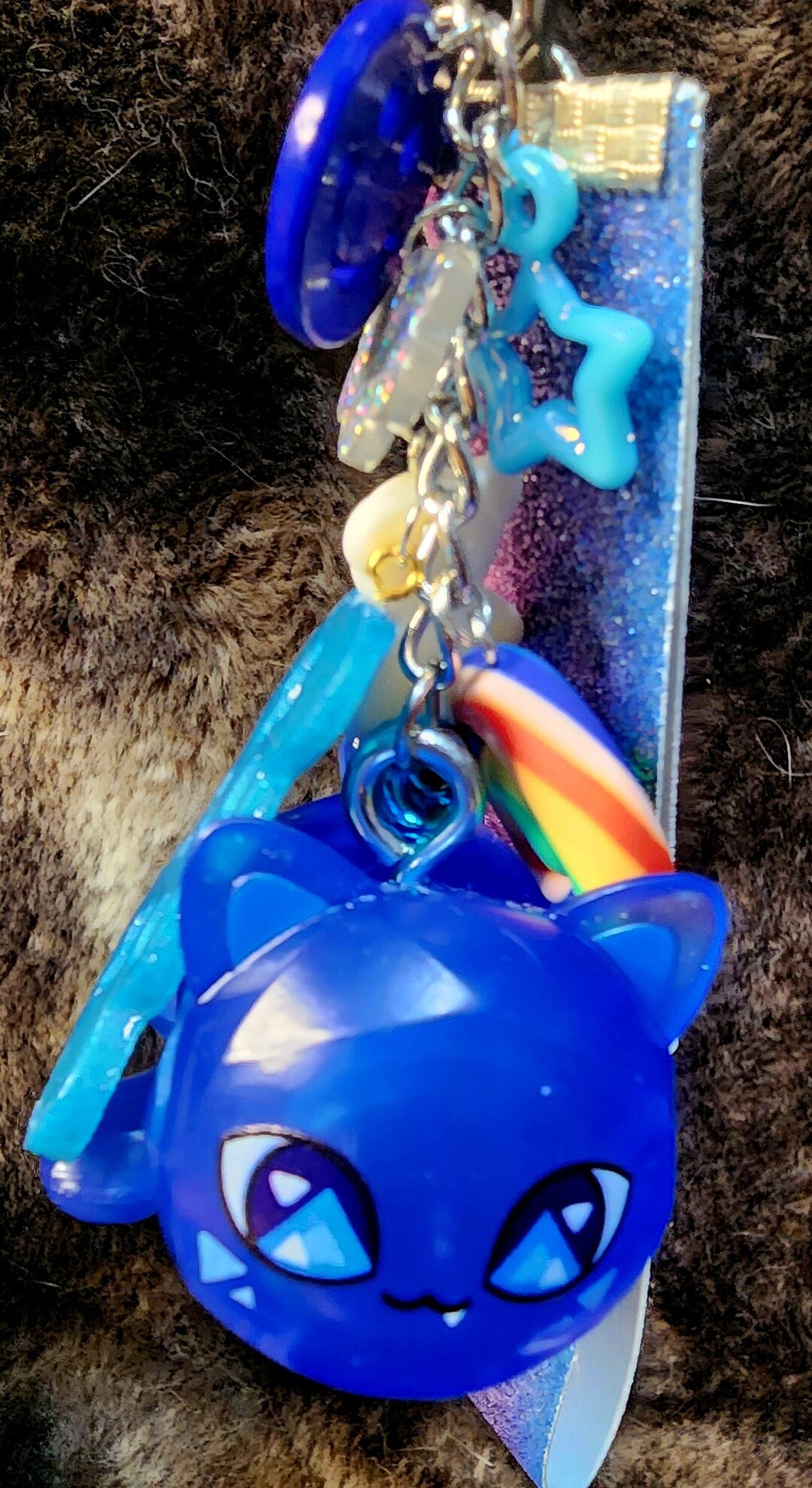 Handmade Aphmau Celestial Sapphire Cat Keychain With Wristlet - Etsy