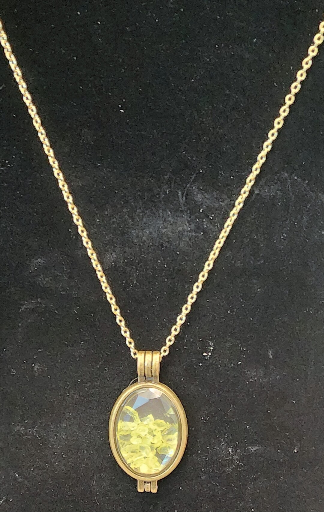 Vaseline Shattered Glass Cased Pendant - Etsy