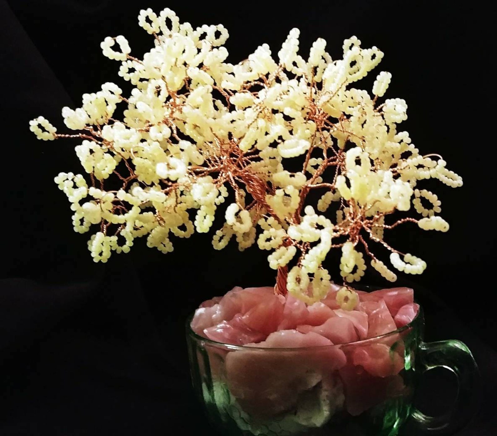 Vaseline/ Uranium Beaded Bonsai Tree - Etsy