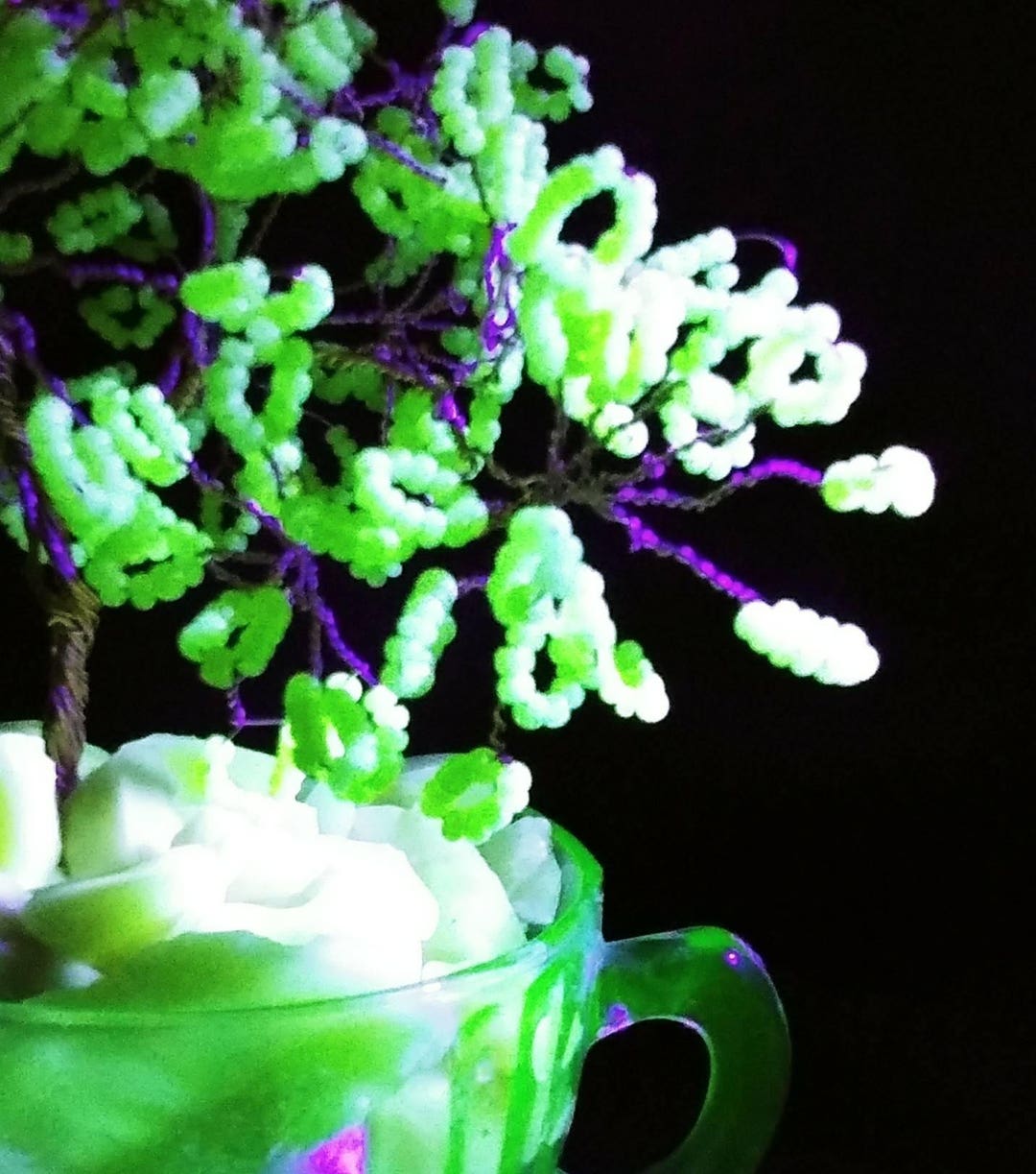 Vaseline/ Uranium Beaded Bonsai Tree - Etsy