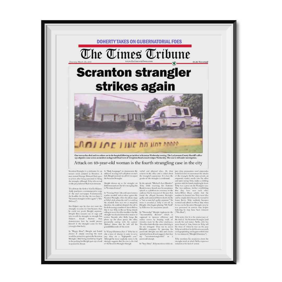 Scranton Strangler Strikes Back Zeitungsartikel als Poster - Etsy.de
