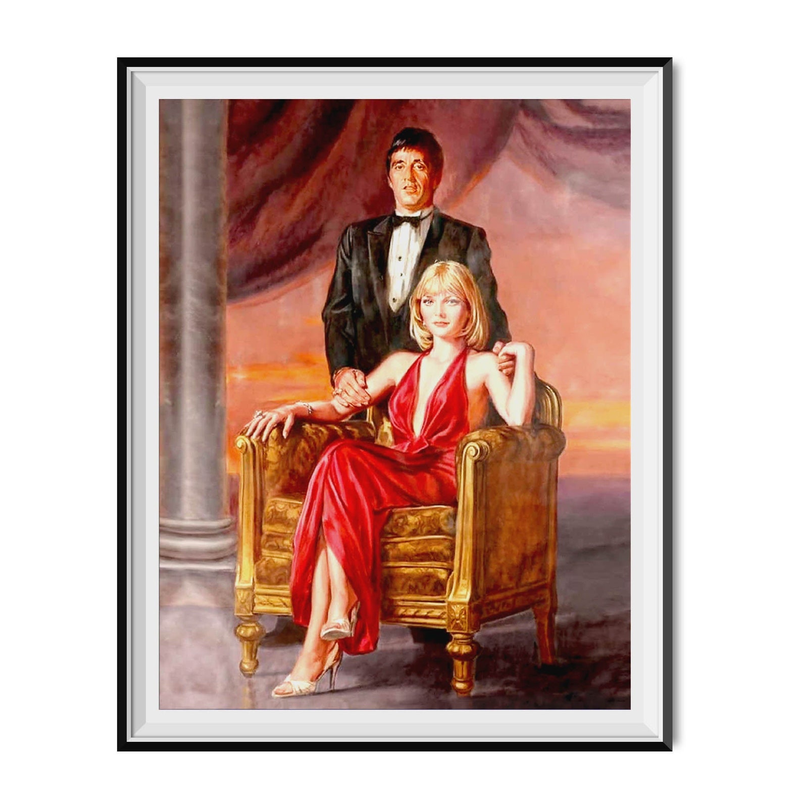 Tony Montana and Elvira Portrait Painting Poster - Etsy