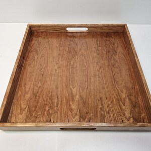 20"x20" Cherry Wood Square Ottoman Tray / Serving Tray With Handles - Etsy